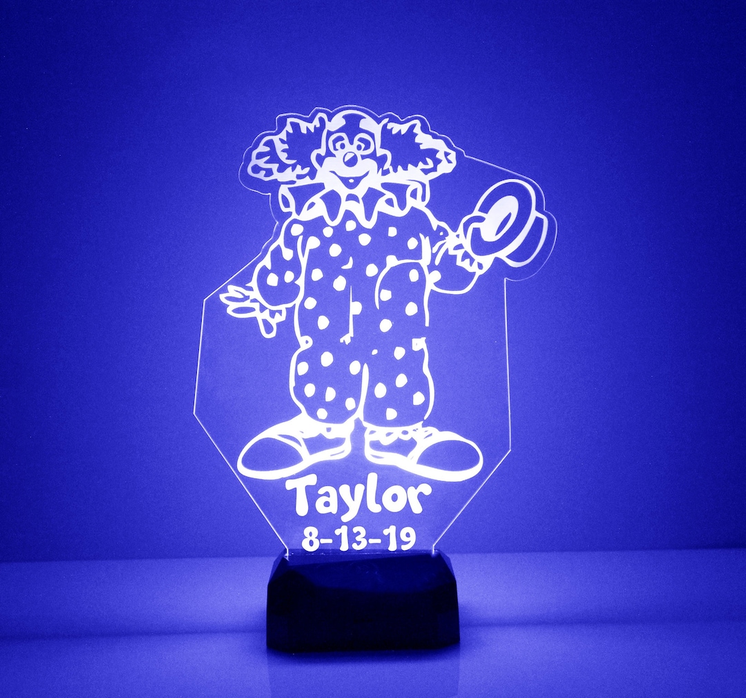 Light up Clown, Personalized Free, LED Night Lamp, With Remote Control ...