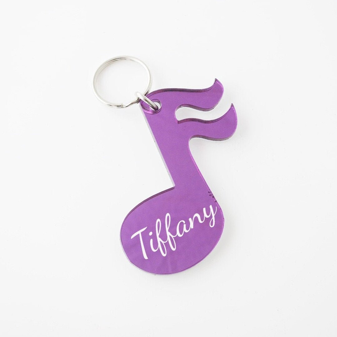 Personalized Music Note Key Chain, Engraved With Name - Etsy