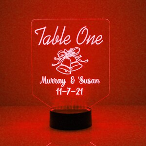 TABLE NUMBER LED Acrylic Light up Centerpieces - Create Your Own Logo ...