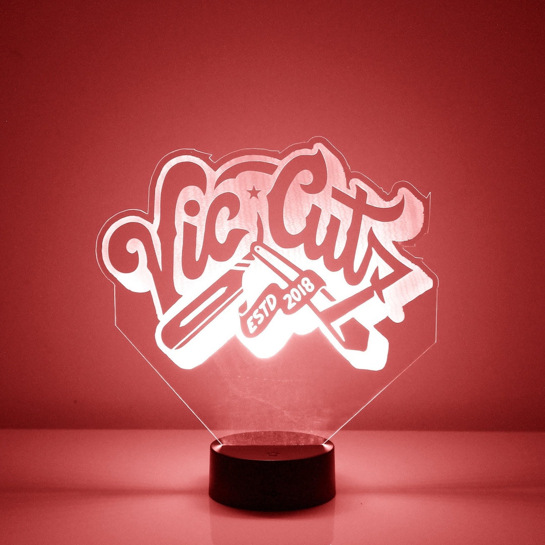 Custom Barber Shop Logo, Light up Sign, Personalized Free, LED Night ...