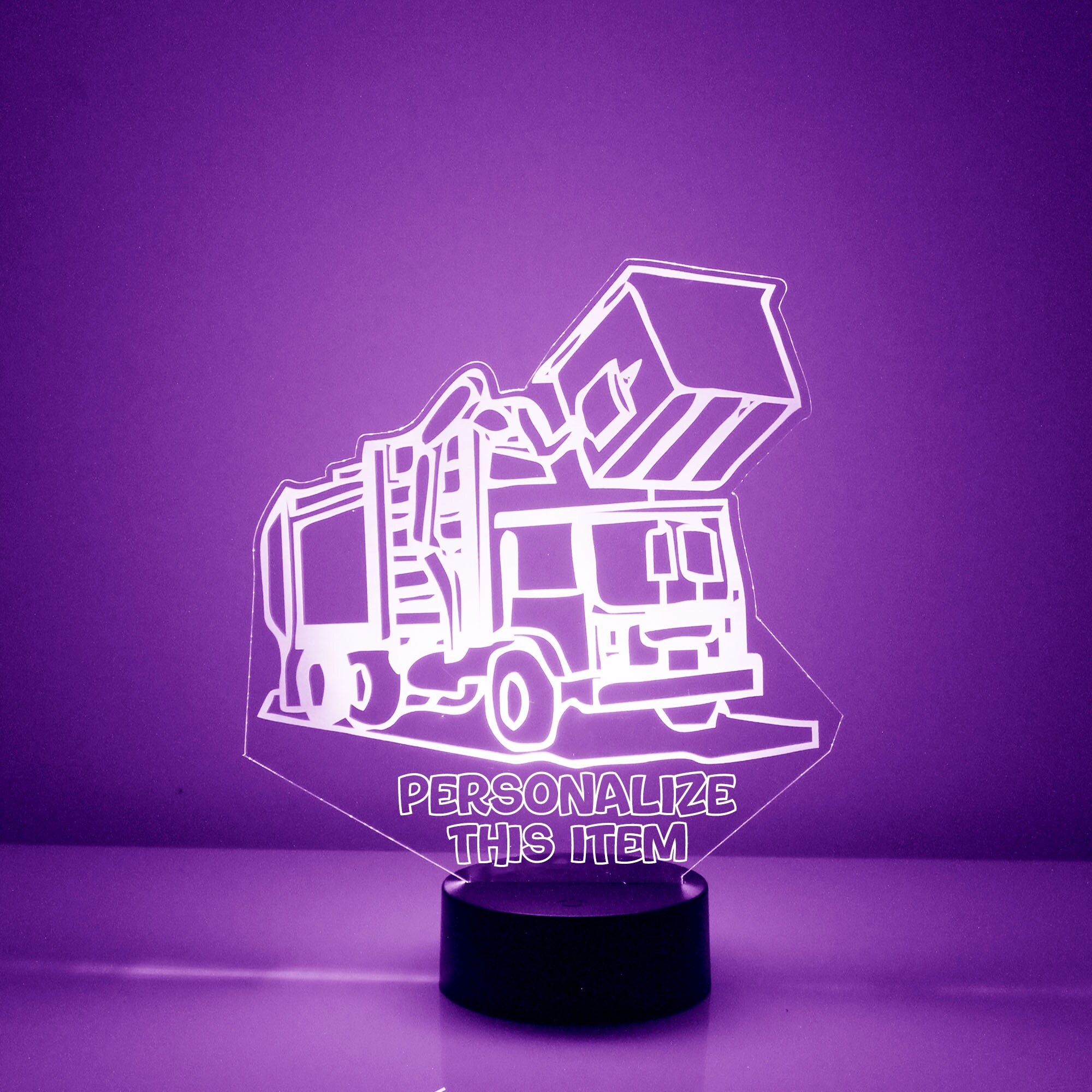 Garbage Truck Night Light, Personalized Free, LED Night Lamp, With ...