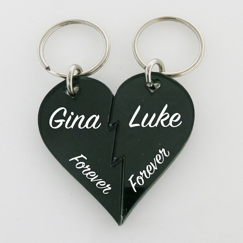 Personalized Heart Key Chain Engraved With Names and Date - Couples ...