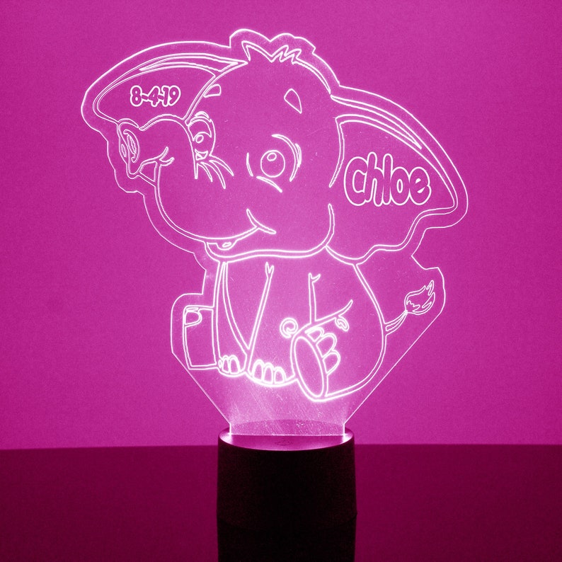 Baby Elephant Night Light Personalized Free LED Night Lamp - Etsy