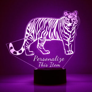 Tiger Night Light, Personalized Free, LED Night Lamp, With Remote ...
