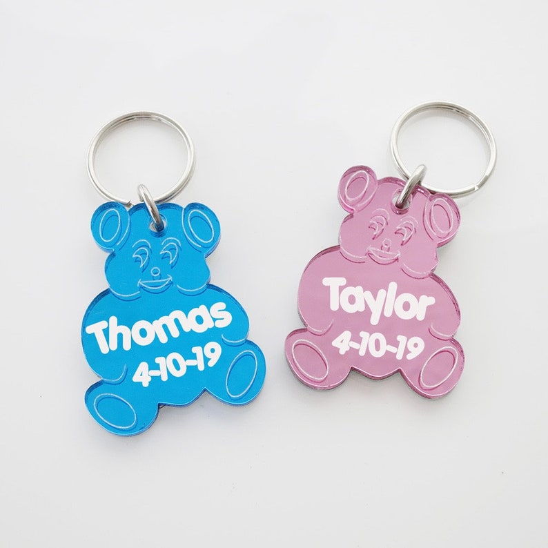 Personalized Teddy Bear Key Chain Engraved with Name | Etsy