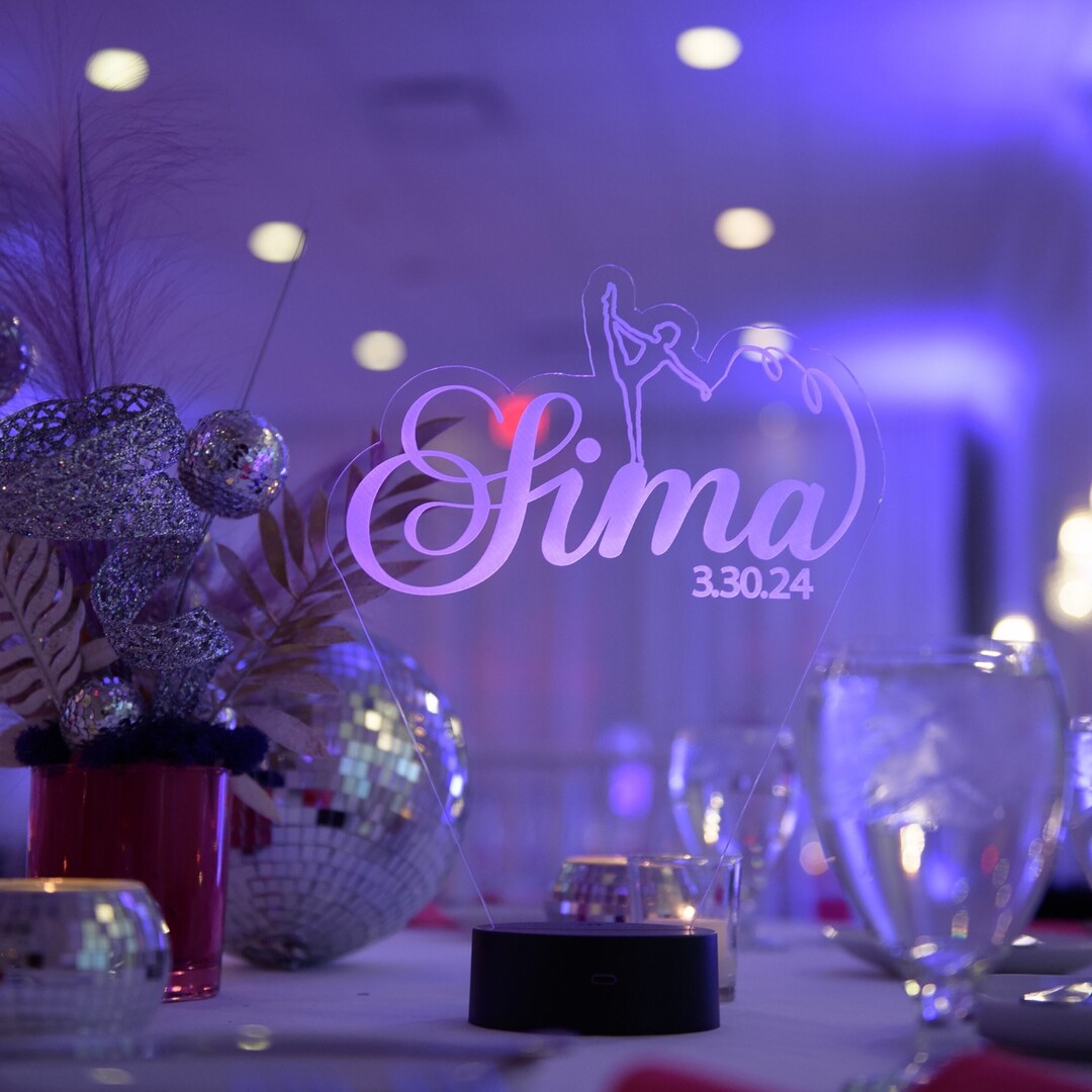 Custom Made LED Acrylic Light up Centerpieces - Create Your Own Logo or ...