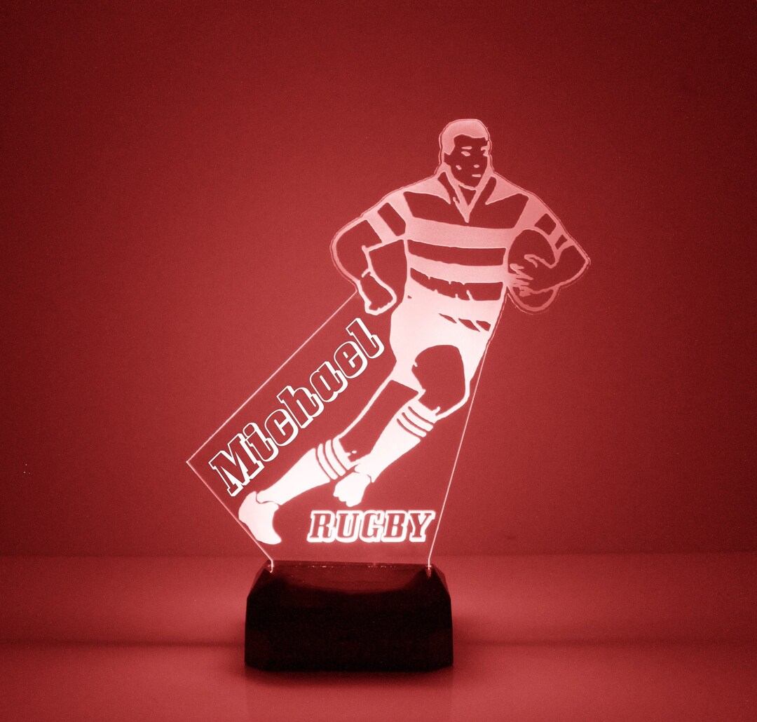 Rugby Player Night Light, Personalized Free, LED Night Lamp, With ...
