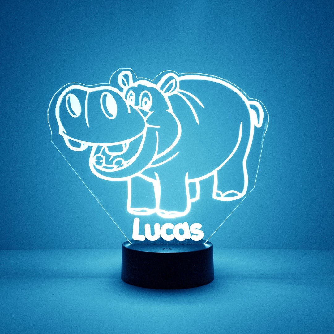 Hippo Night Light, Personalized Free, LED Night Lamp, With Remote ...