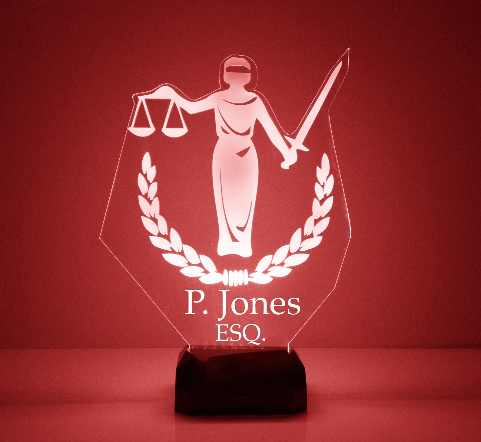 Lady Justice Desk Light, Personalized Free, LED Night Lamp, With Remote ...