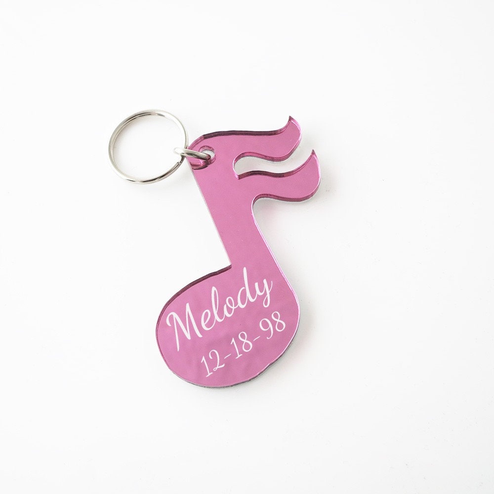 Personalized Music Note Key Chain Engraved With Name | Etsy