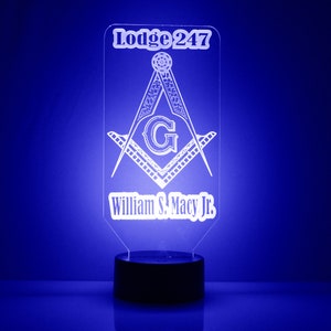 Masonic Symbol Night Light, Personalized Free, LED Night Lamp, With ...