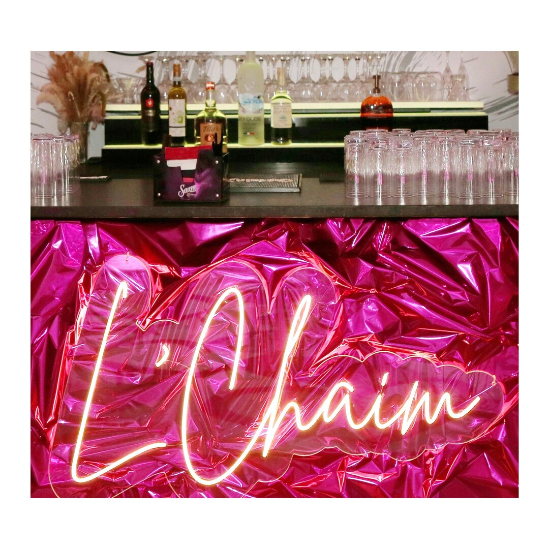 LED Neon Glow L'chaim, Cocktails/mocktails Bar Sign, Custom Neon Sign ...