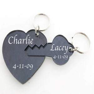 Personalized Heart Key Chain - Engraved Acrylic Heart and Keychain Set ...