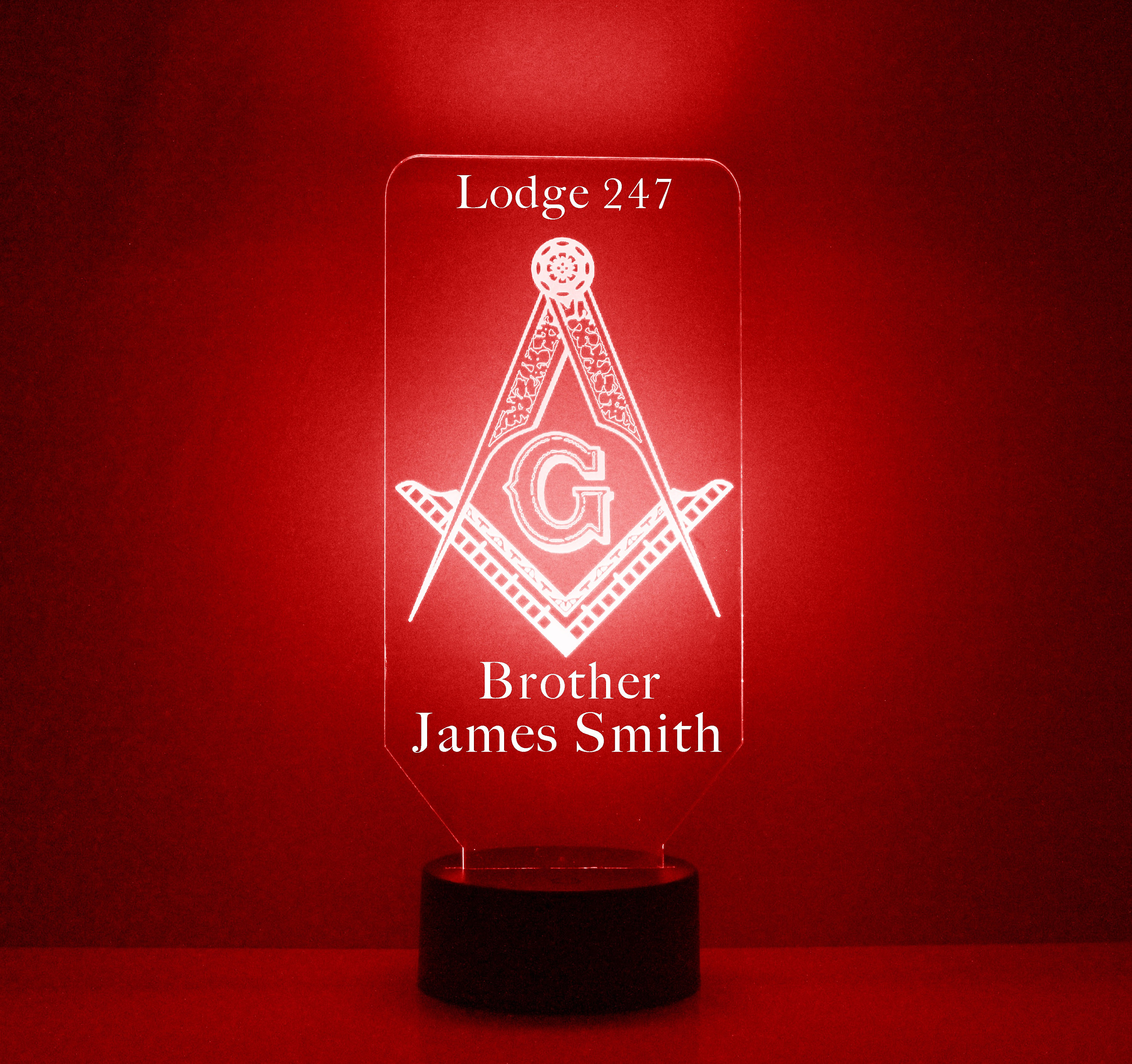 Masonic Symbol Night Light, Personalized Free, LED Night Lamp, With ...