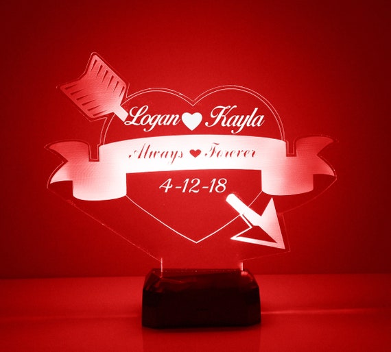 Always & Forever LED Lamp Light Up Heart Lamp Night Light | Etsy