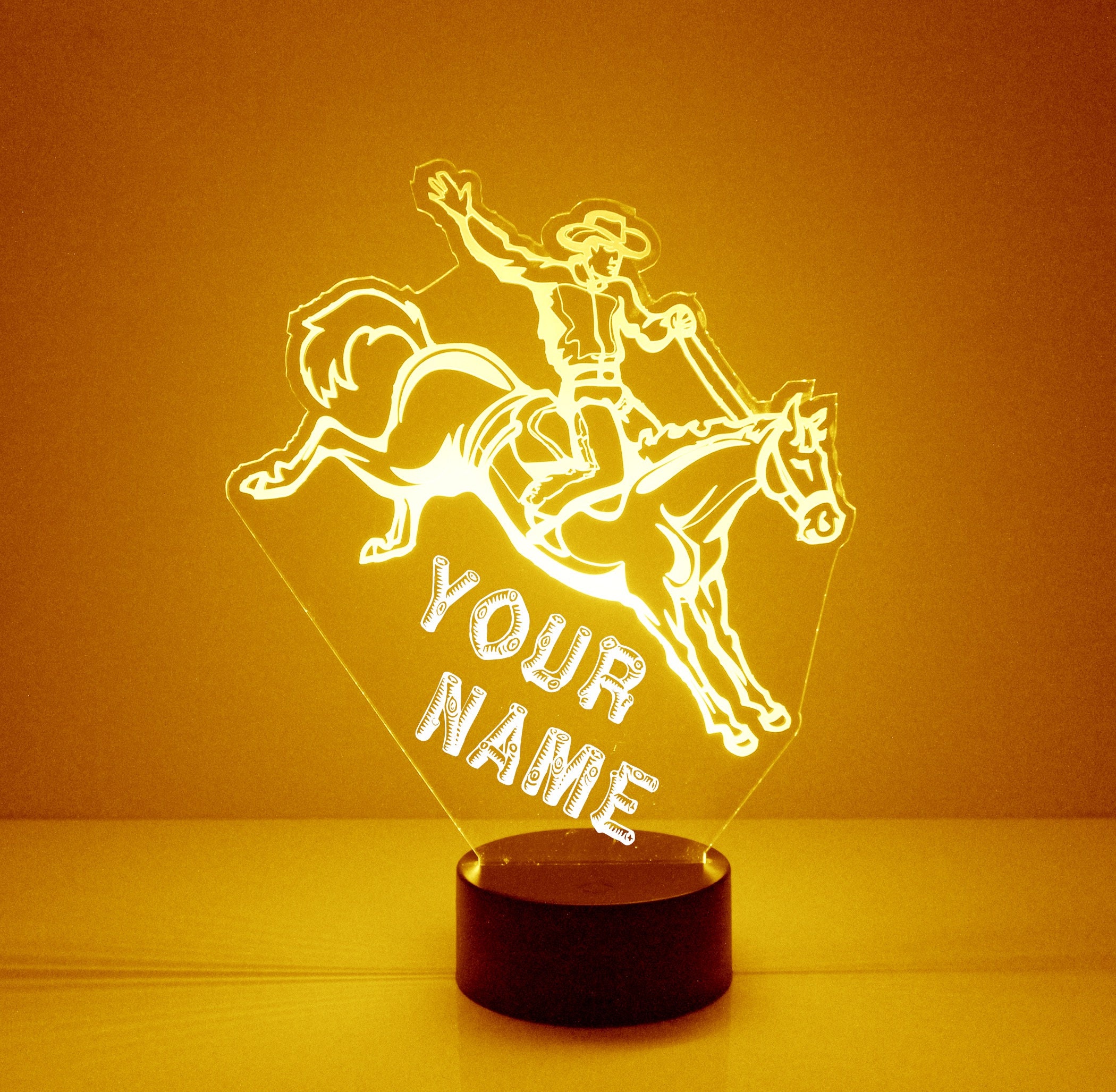 Rodeo Horse, Bronco Rider, Cowboy Light, Personalized Free, LED Night ...