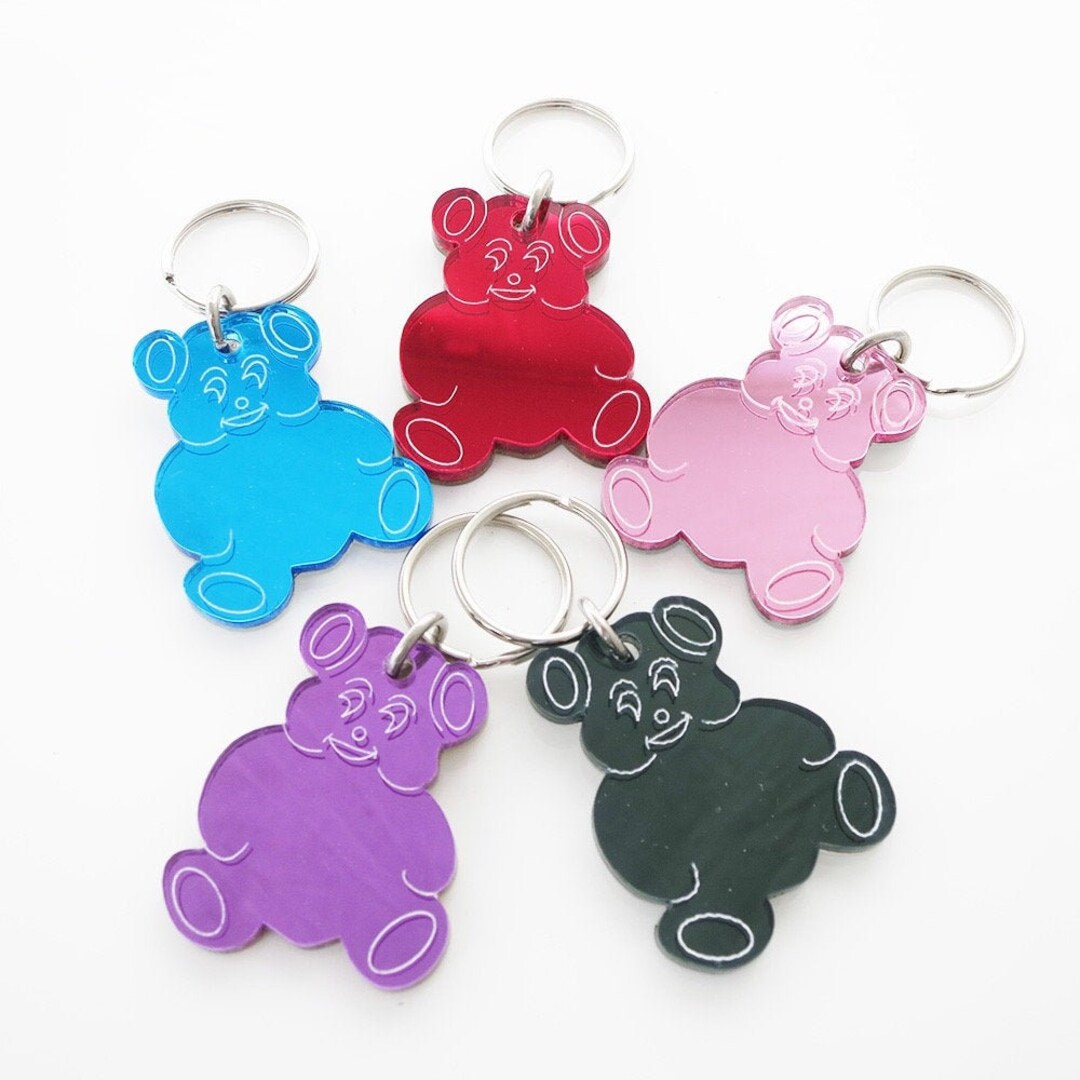 Personalized Teddy Bear Key Chain, Engraved With Name - Etsy