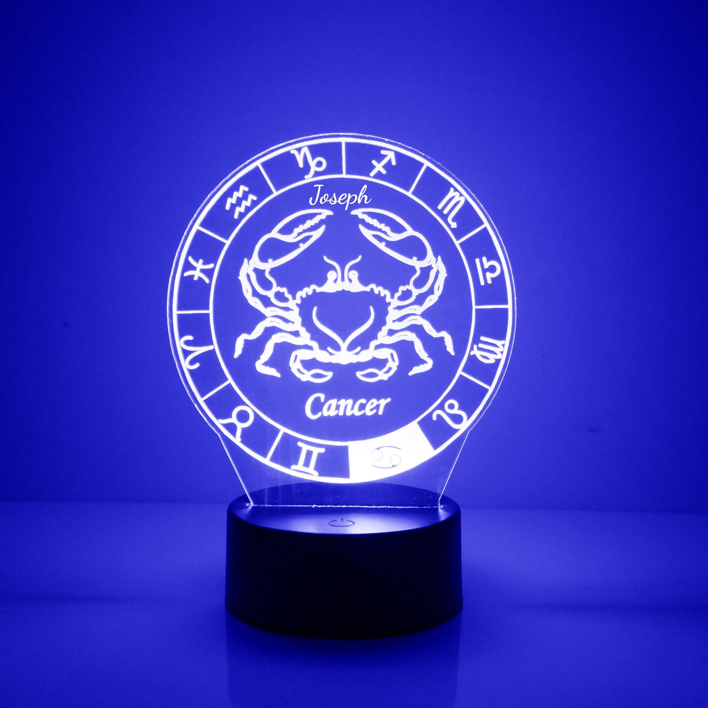 Cancer Night Light Personalized Free Zodiac LED Night Lamp - Etsy
