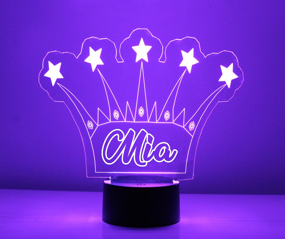 Princess Crown Night Light, Personalized Free, LED Night Lamp, With ...