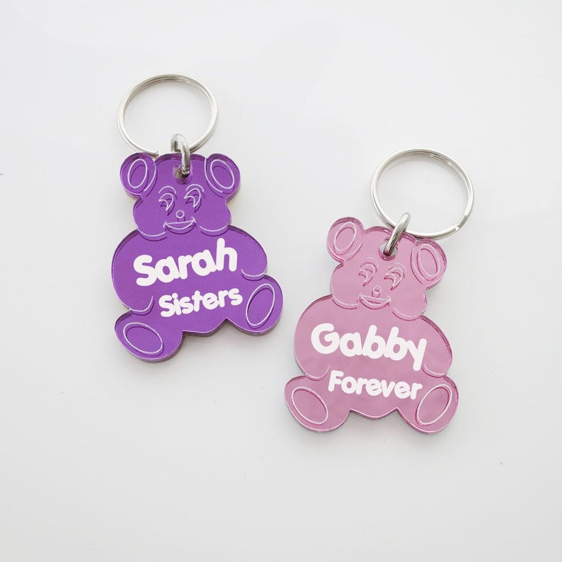 Personalized Teddy Bear Key Chain Engraved with Name | Etsy