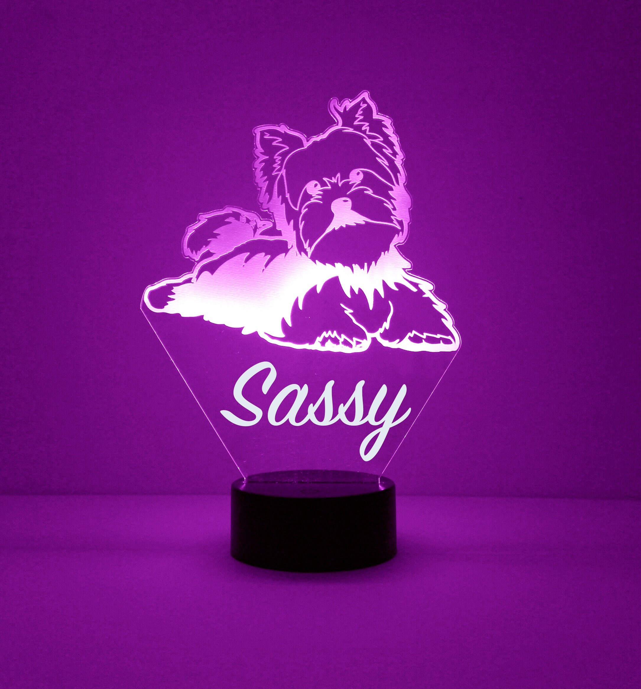 Light up Yorkie Dog Sign Personalized Free LED Night Lamp | Etsy