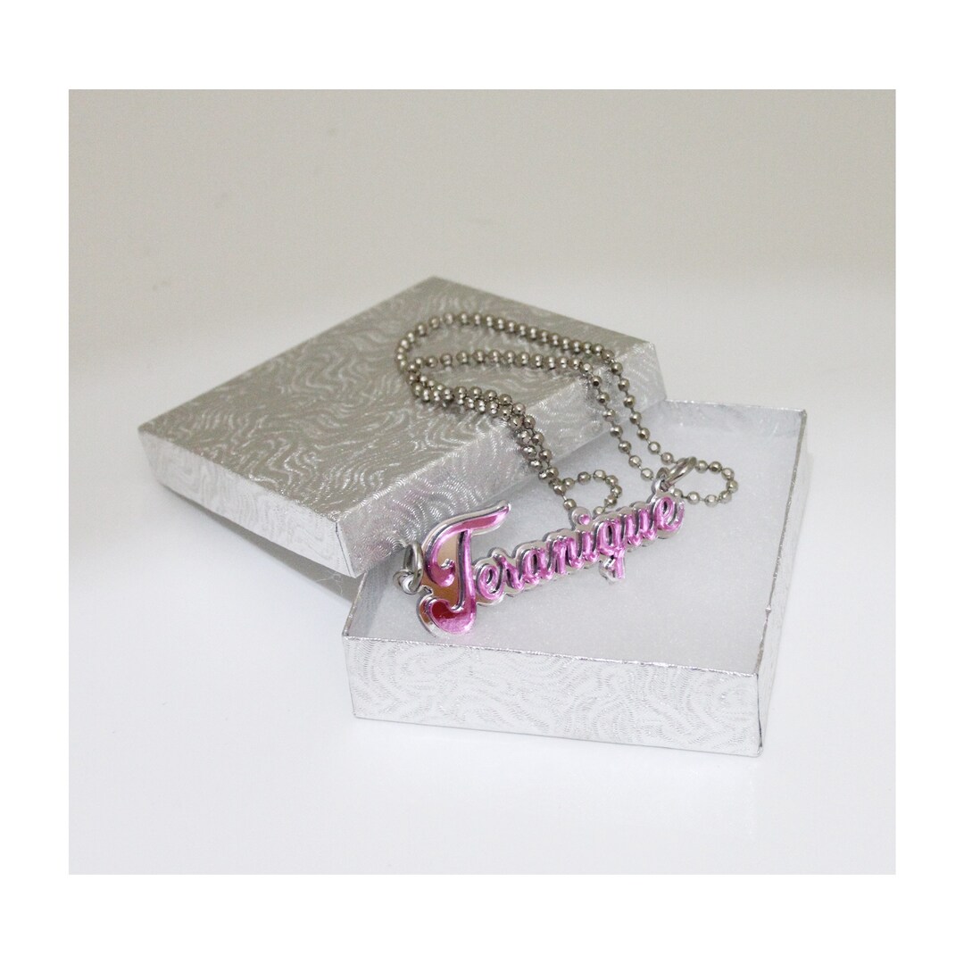 Name Chain Custom Made - Mirrored Acrylic Necklace - Personalized Name ...