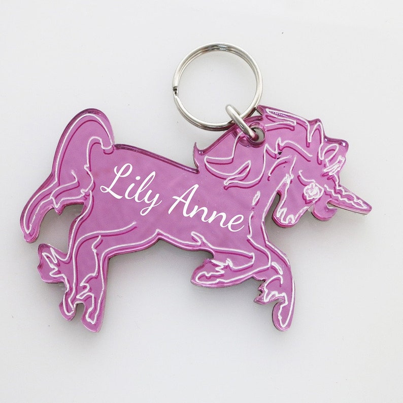 Personalized Unicorn Key Chain, Engraved With Name - Etsy