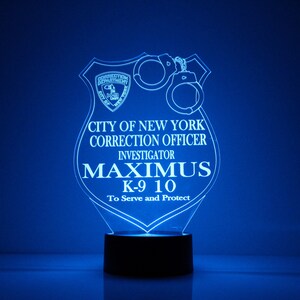 Police Department Night Light, Personalized Free, LED Night Lamp, With ...