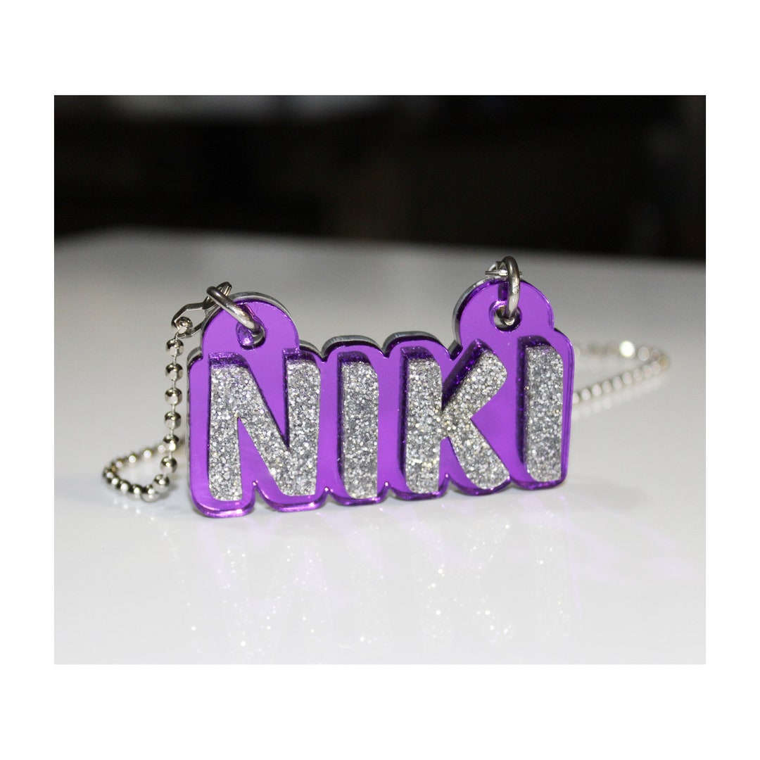 Name Chain Custom Made - Mirrored Acrylic Necklace - Personalized Name ...