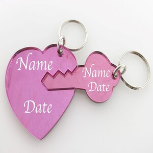 Personalized Heart Key Chain - Engraved Acrylic Heart and Keychain Set ...