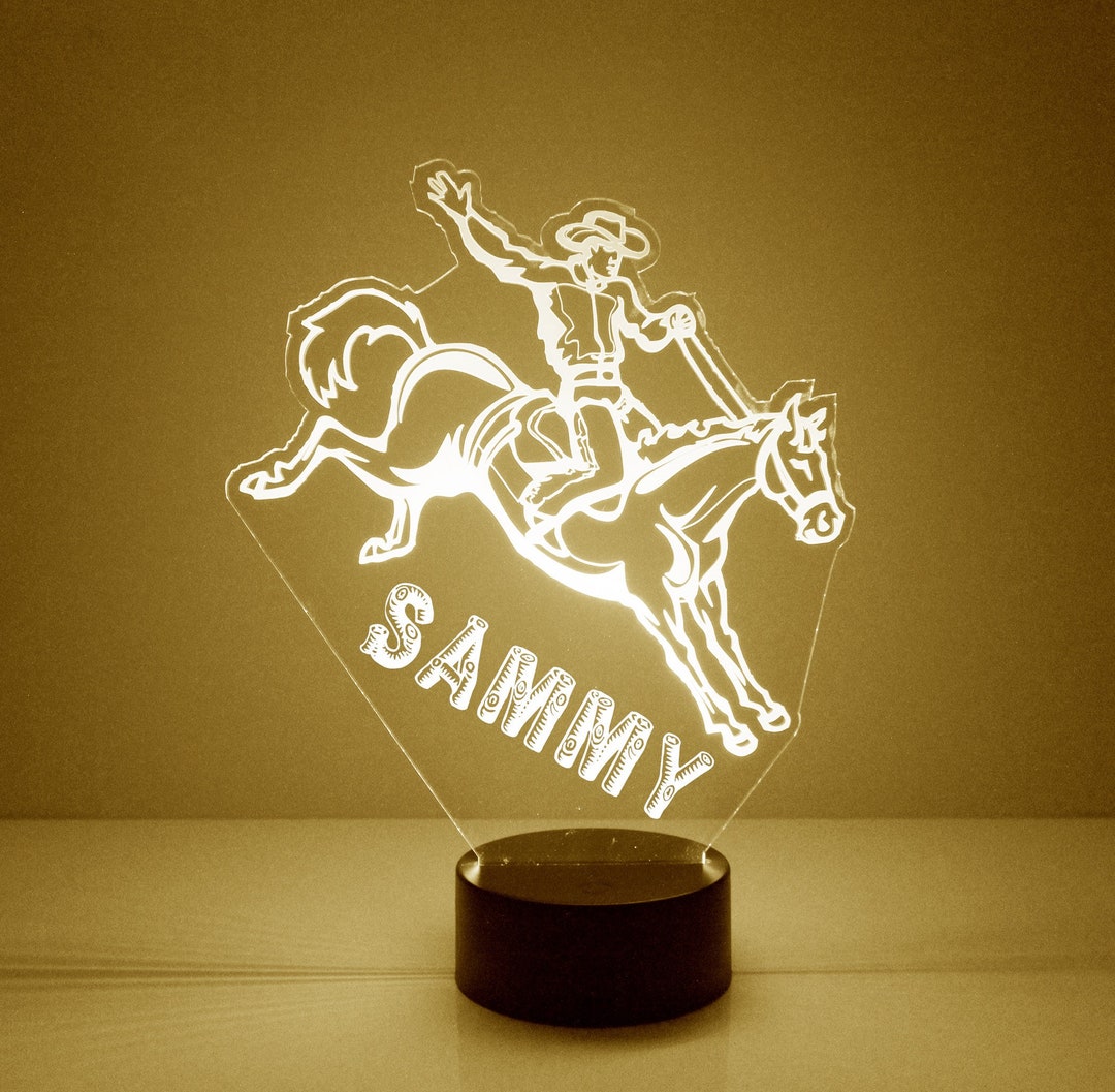 Rodeo Horse, Bronco Rider, Cowboy Light, Personalized Free, LED Night ...