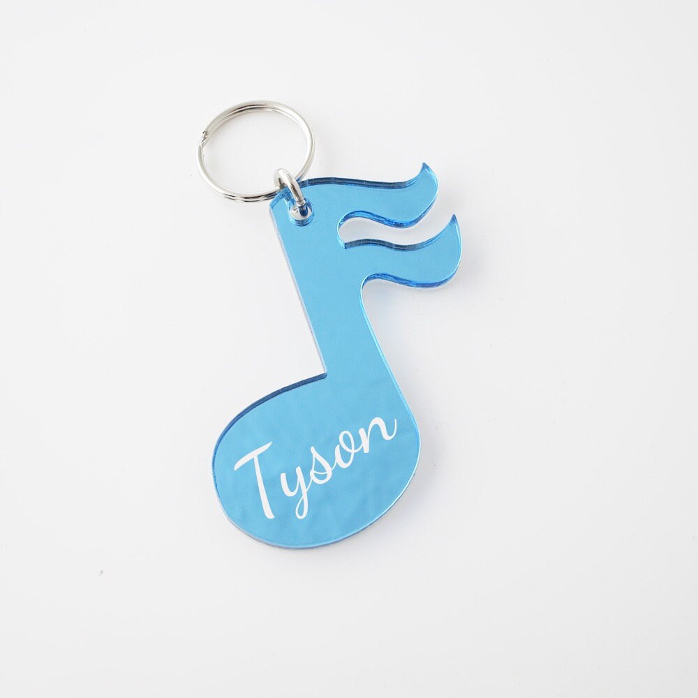 Personalized Music Note Key Chain Engraved With Name | Etsy