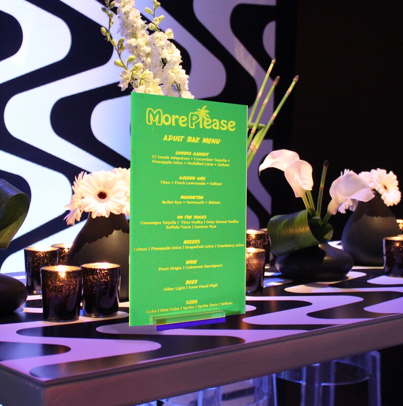 Custom Bar Menu, Bar Bat Mitzvah Event Décor, UV Printed Acrylic Menu ...