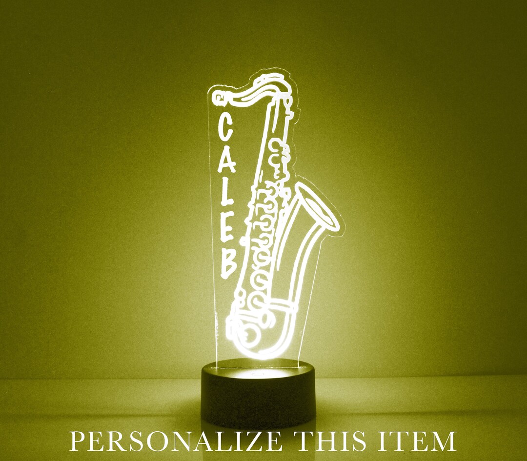 Saxophone Night Light, Personalized Free, LED Night Lamp, With Remote ...