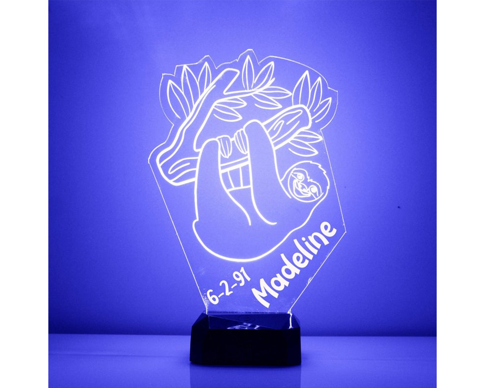 Sloth Night Light Personalized Free LED Night Lamp With | Etsy