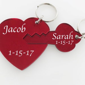 Personalized Heart Key Chain - Engraved Acrylic Heart and Keychain Set ...