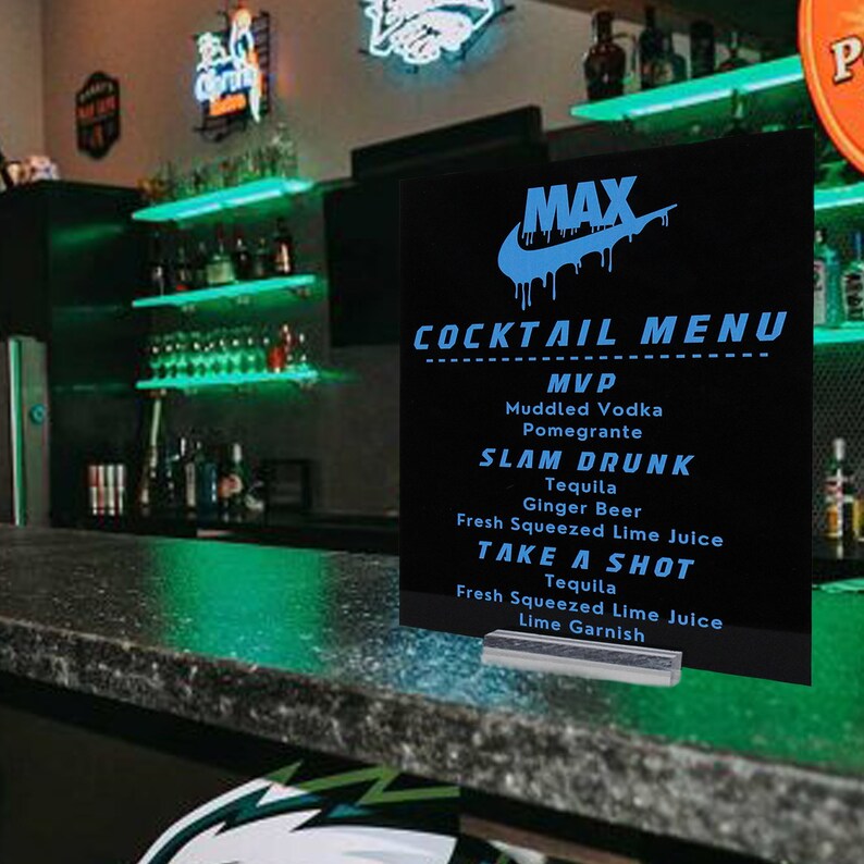 Custom Bar Menu, Bar Bat Mitzvah Event Décor, UV Printed Acrylic Menu ...