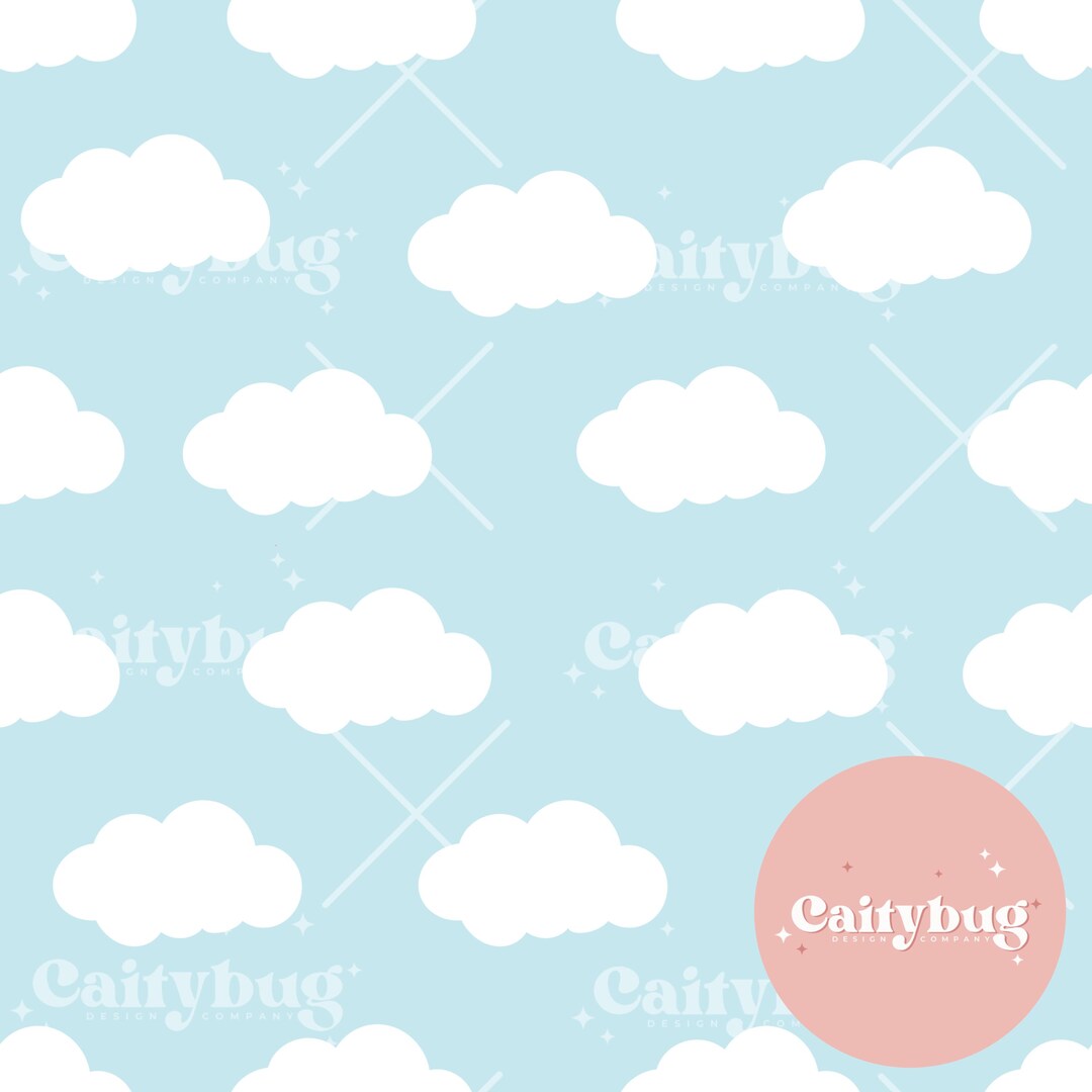 Blue Clouds Seamless Pattern 300 DPI PNG Instant Download Digital ...