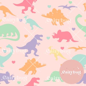 Pastel Colors Dinosaur Seamless Pattern 300 DPI PNG Instant Download ...