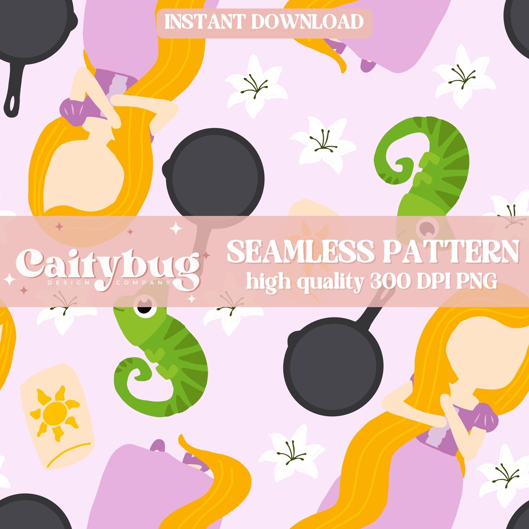 Rapunzel Princess Seamless Pattern 300 DPI PNG Instant Download Digital ...