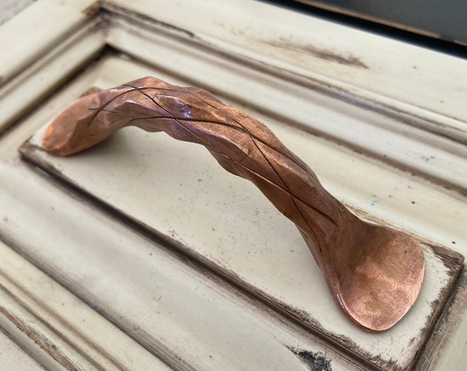 Copper Drawer Pull, Copper Cabinet Pull, Cabinet Pull, Drawer Pull Pineapple Twist, Square Bend ...