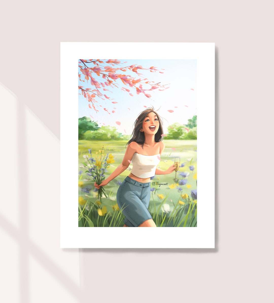 Spring is Here! - Art Print - Spring Mood - Cute Girl - Delightful ...