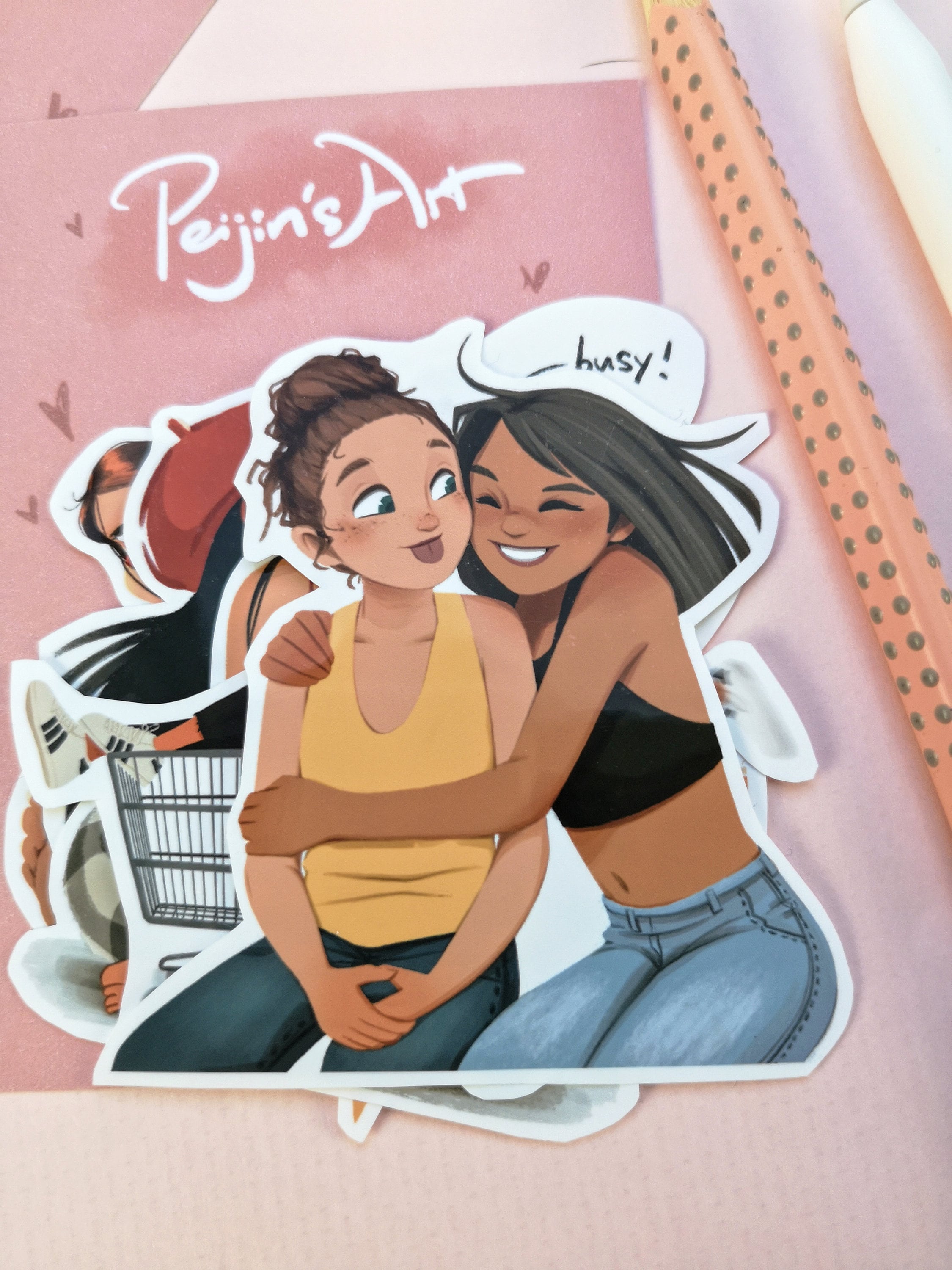 6pc Sticker Set Stickers Cute Girls Illustration Art | Etsy