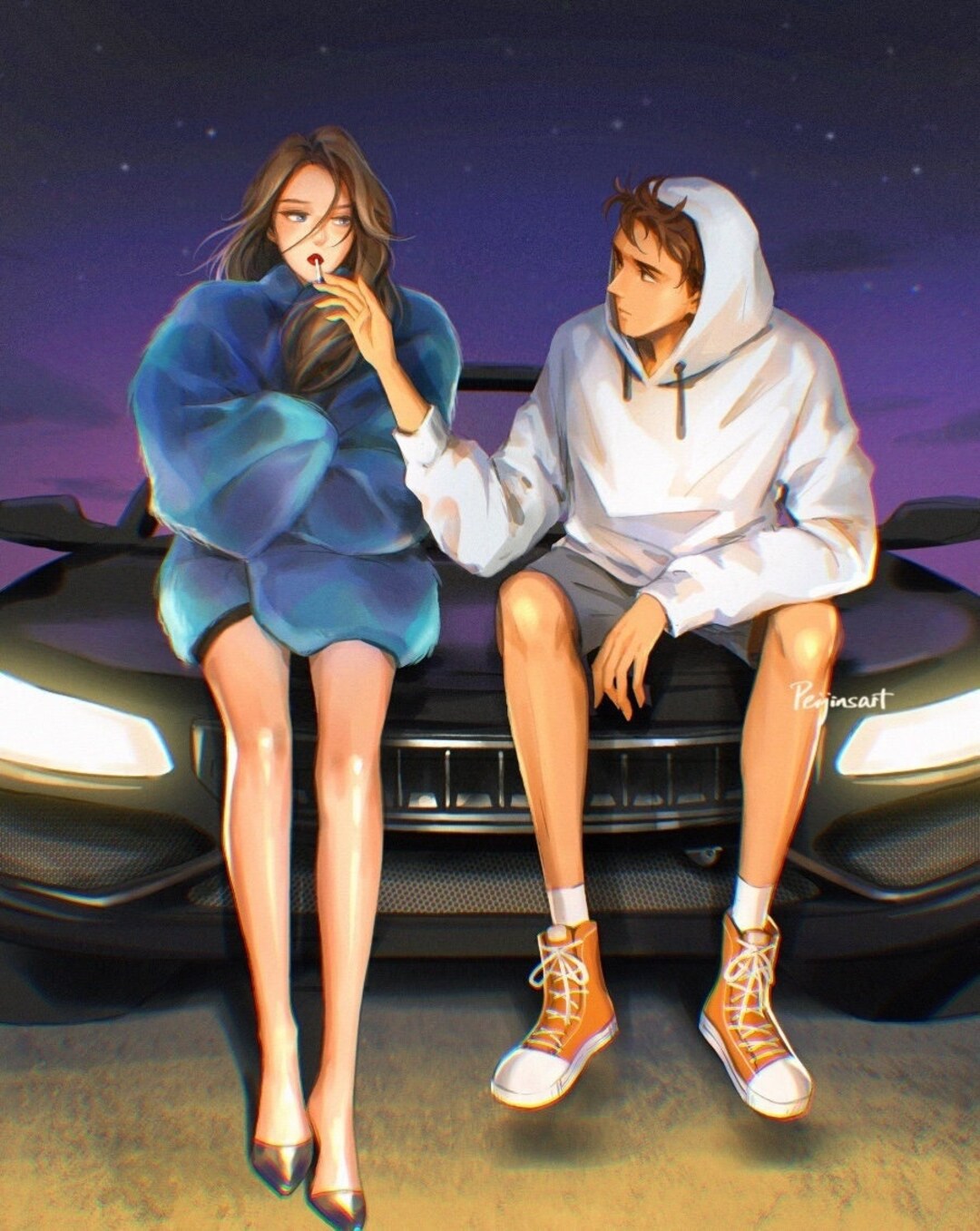 Late Night - Art Print - Romance - Couple Story - Scenery - Peijinsart ...