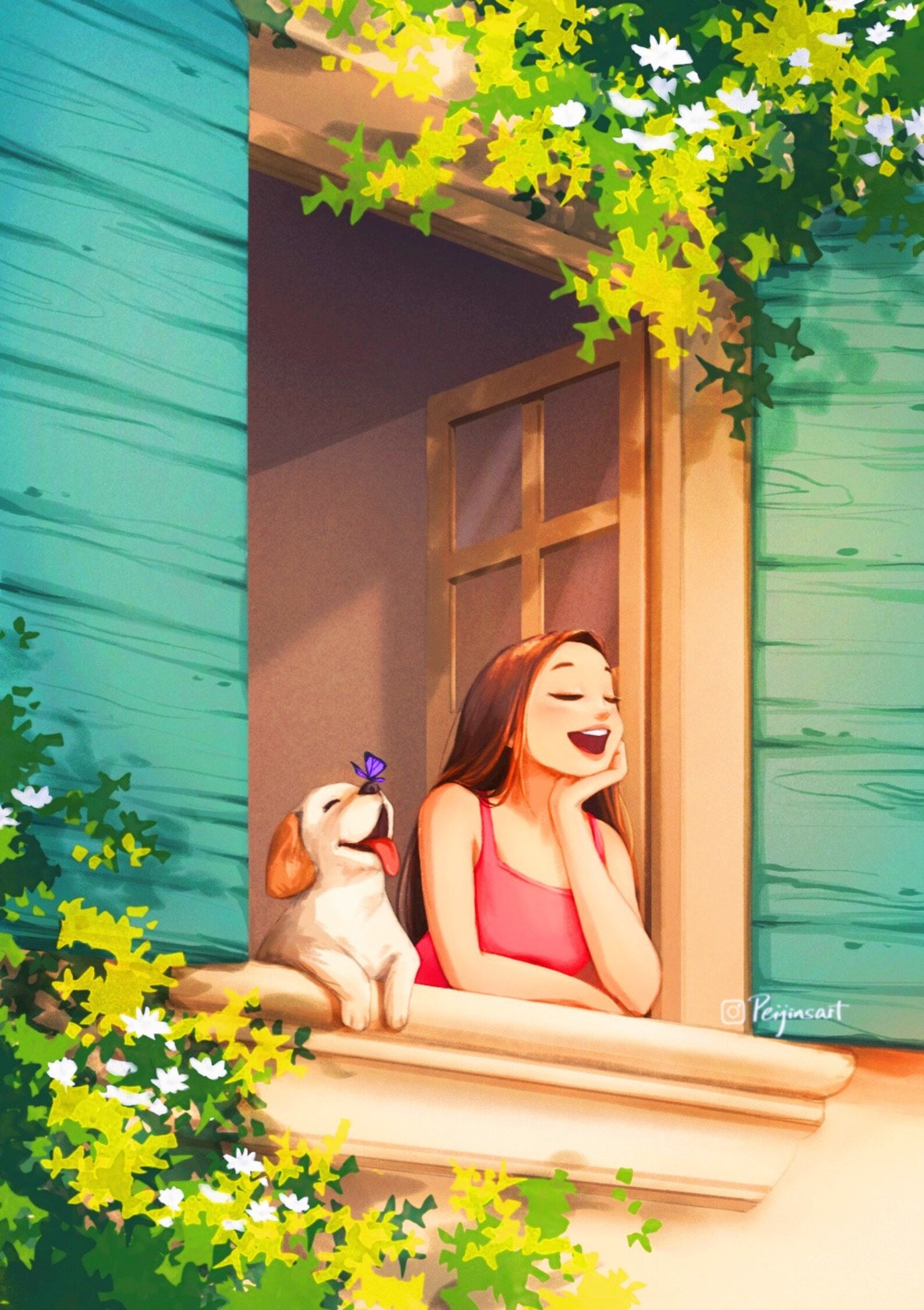 What A Beautiful Day - Art Print - Life With Pet - Cute Dog - Summer ...