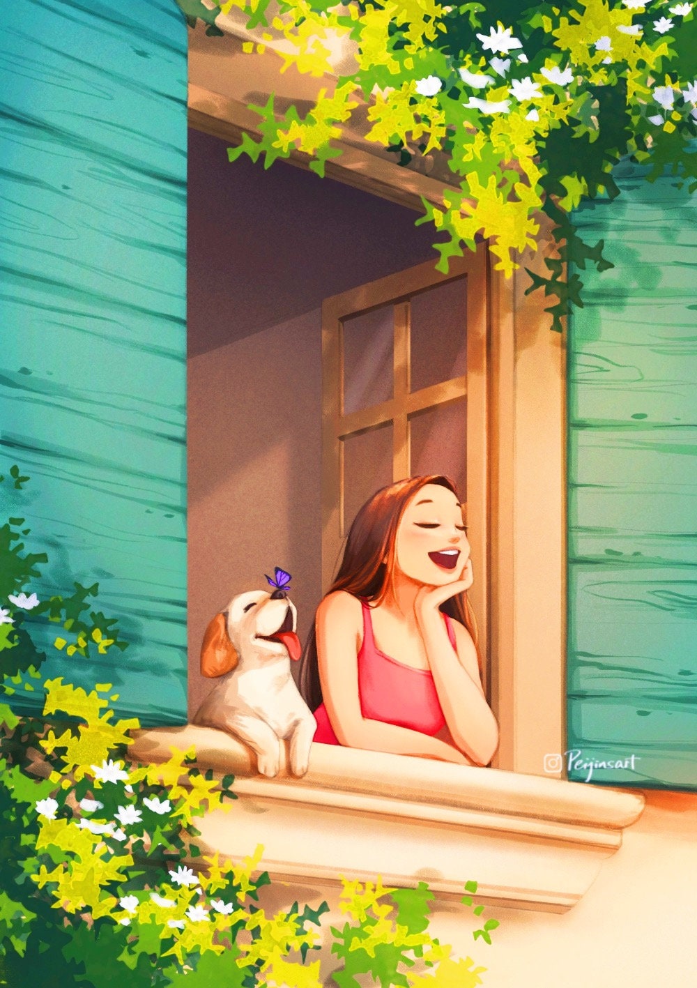 What A Beautiful Day - Art Print - Life With Pet - Cute Dog - Summer ...