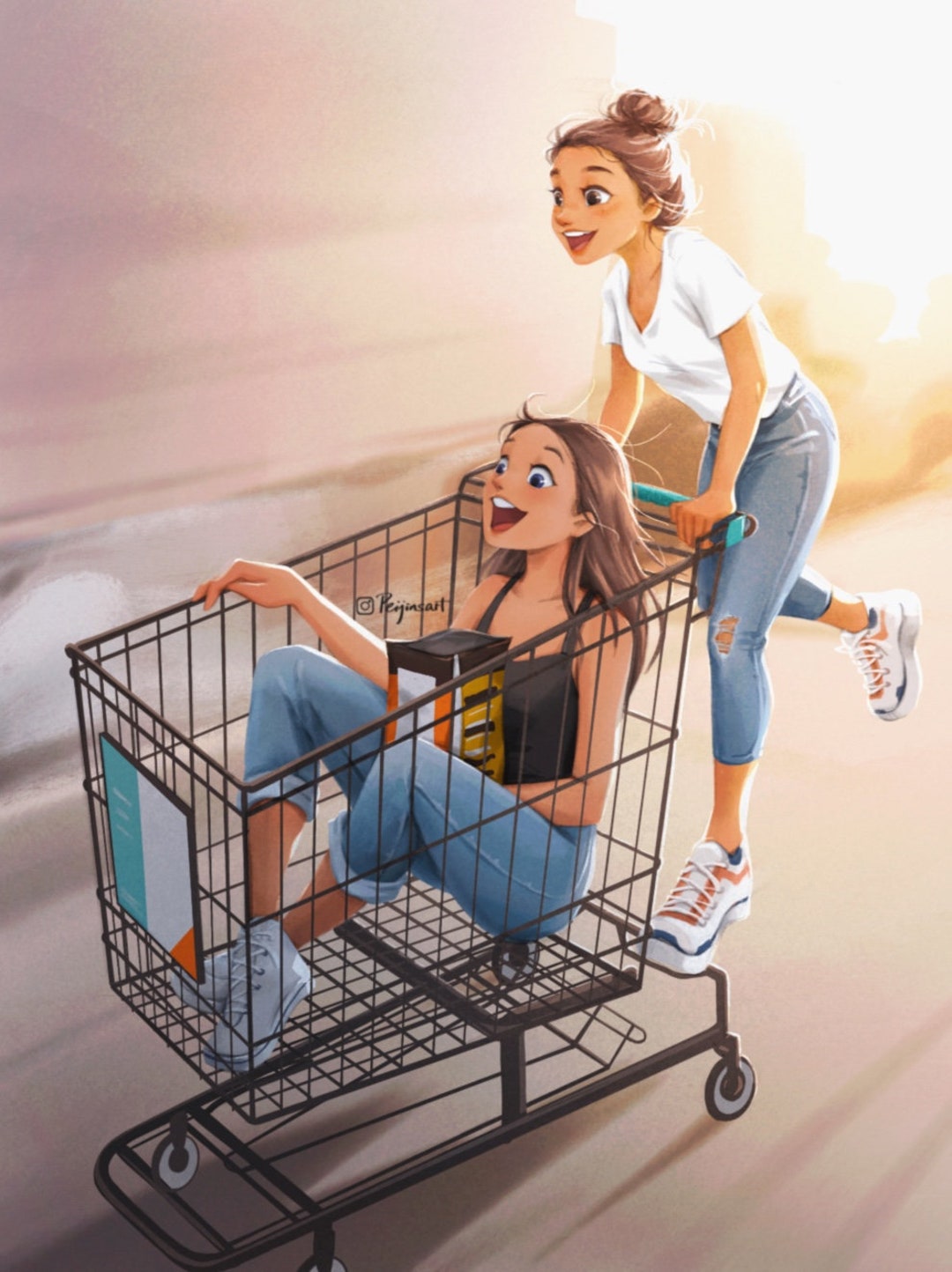 Besties - Art Print - Friendship - Best Friends - Fun Moment - Cute ...