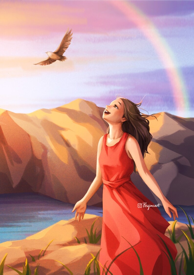 Free as A Bird Art Print Free Spirit Landscape Drawing - Etsy