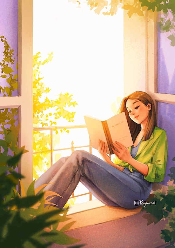 Woman Reading Book Art