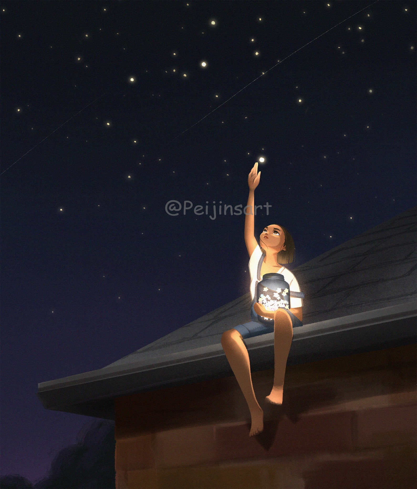 Star Collector Art Print Wall Deco Illustration Print | Etsy